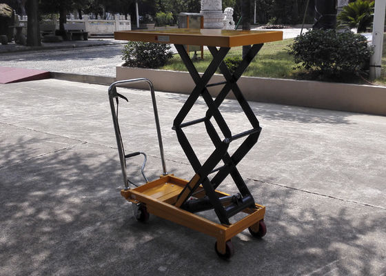 Steel Foot Pump Hydraulic Lift Table , Durable Movable Double Scissor Lift